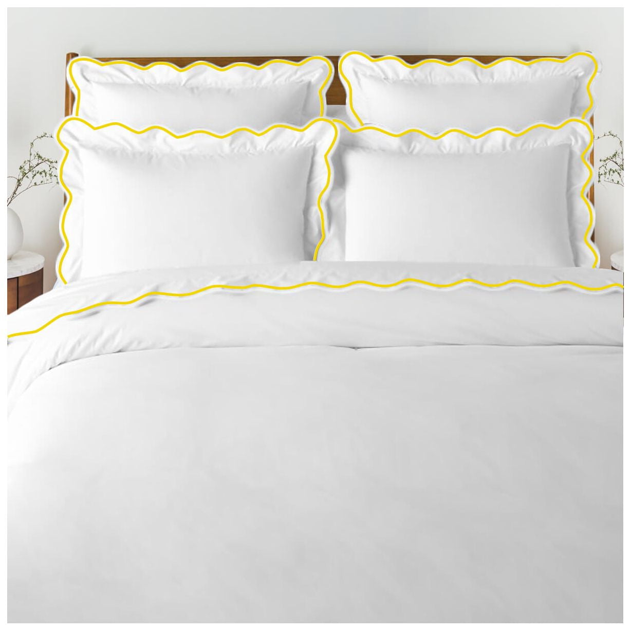400 Thread Count White Cotton Sateen Hotel Stitch Duvet Cover in ...