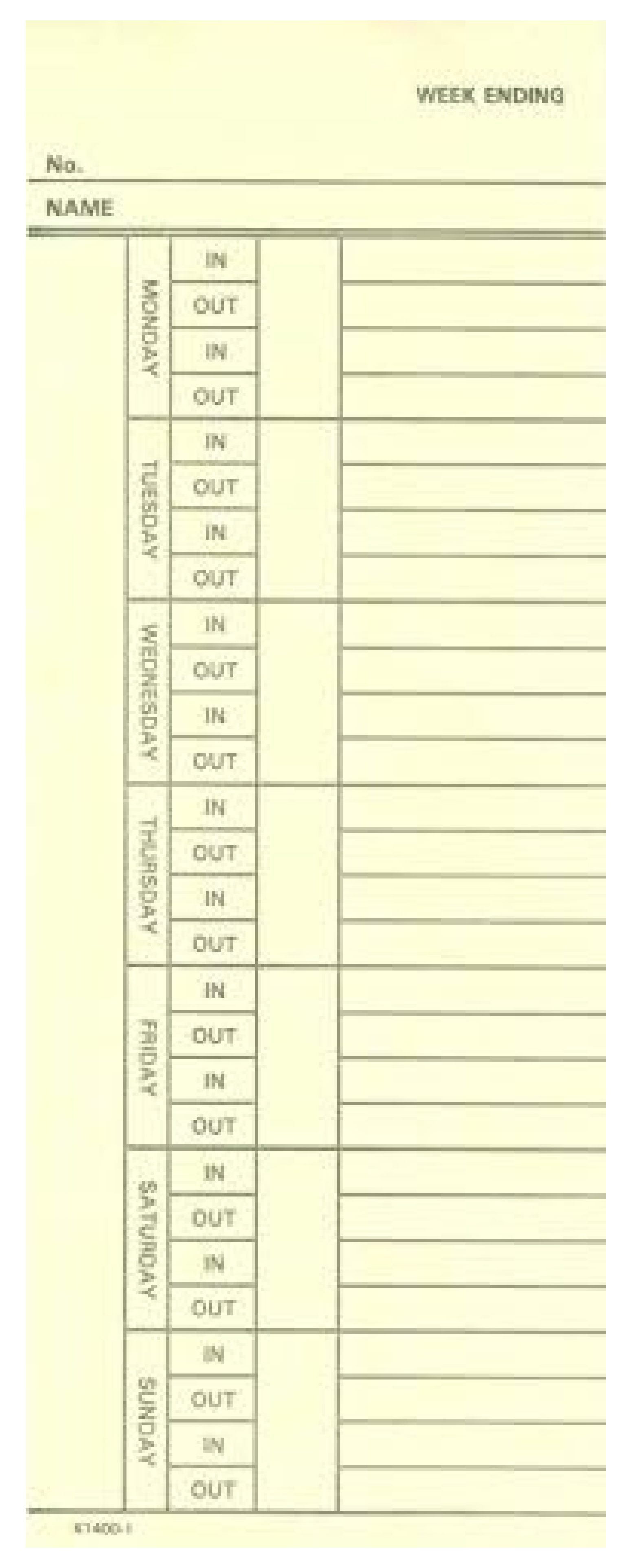 400 Time Cards, Bi-Weekly, 2-Sided, 3-3/8 inch x 9 inch, for Amano ...