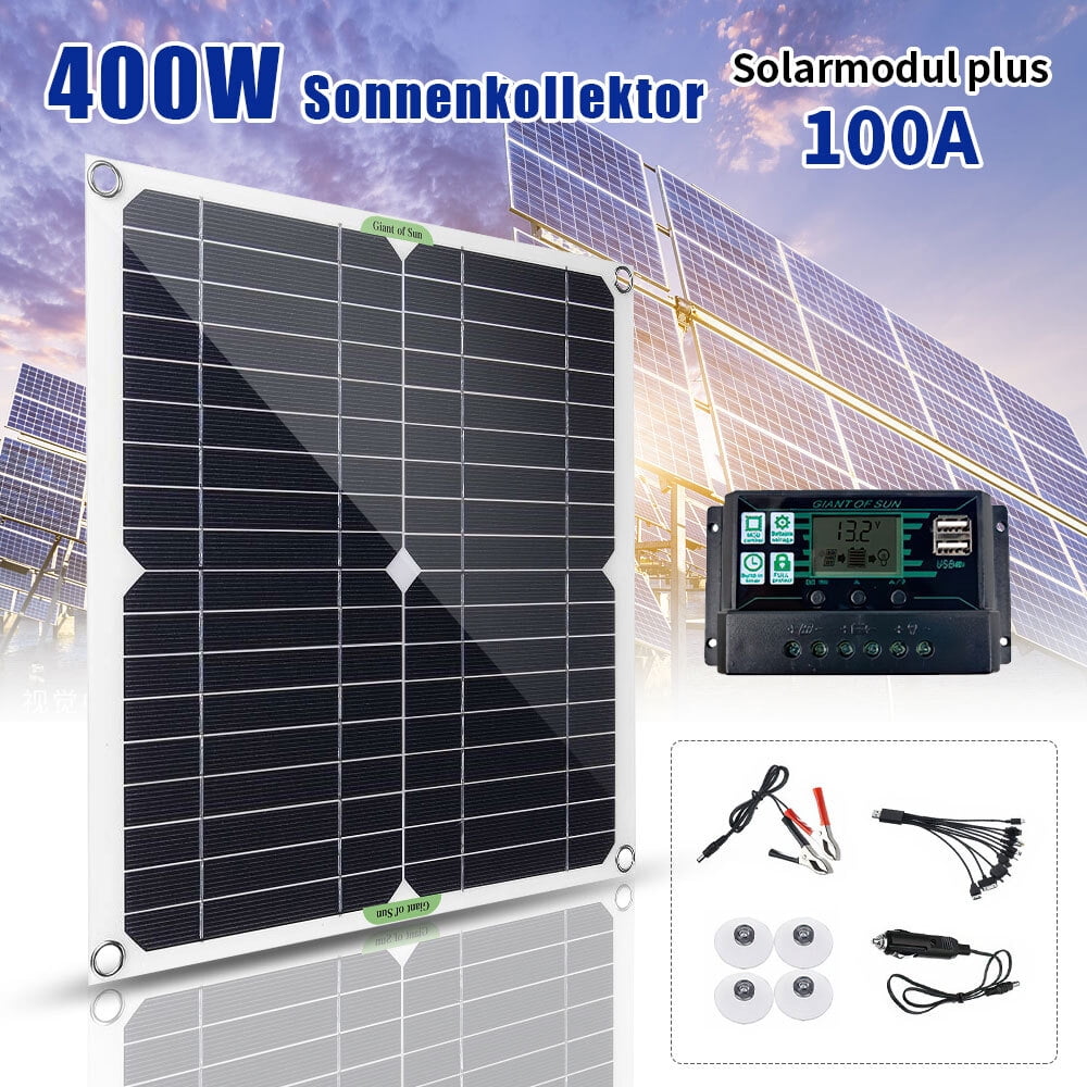 400 Watts Solar Panel Kit Battery Charger + 100A 12V Controller Caravan ...