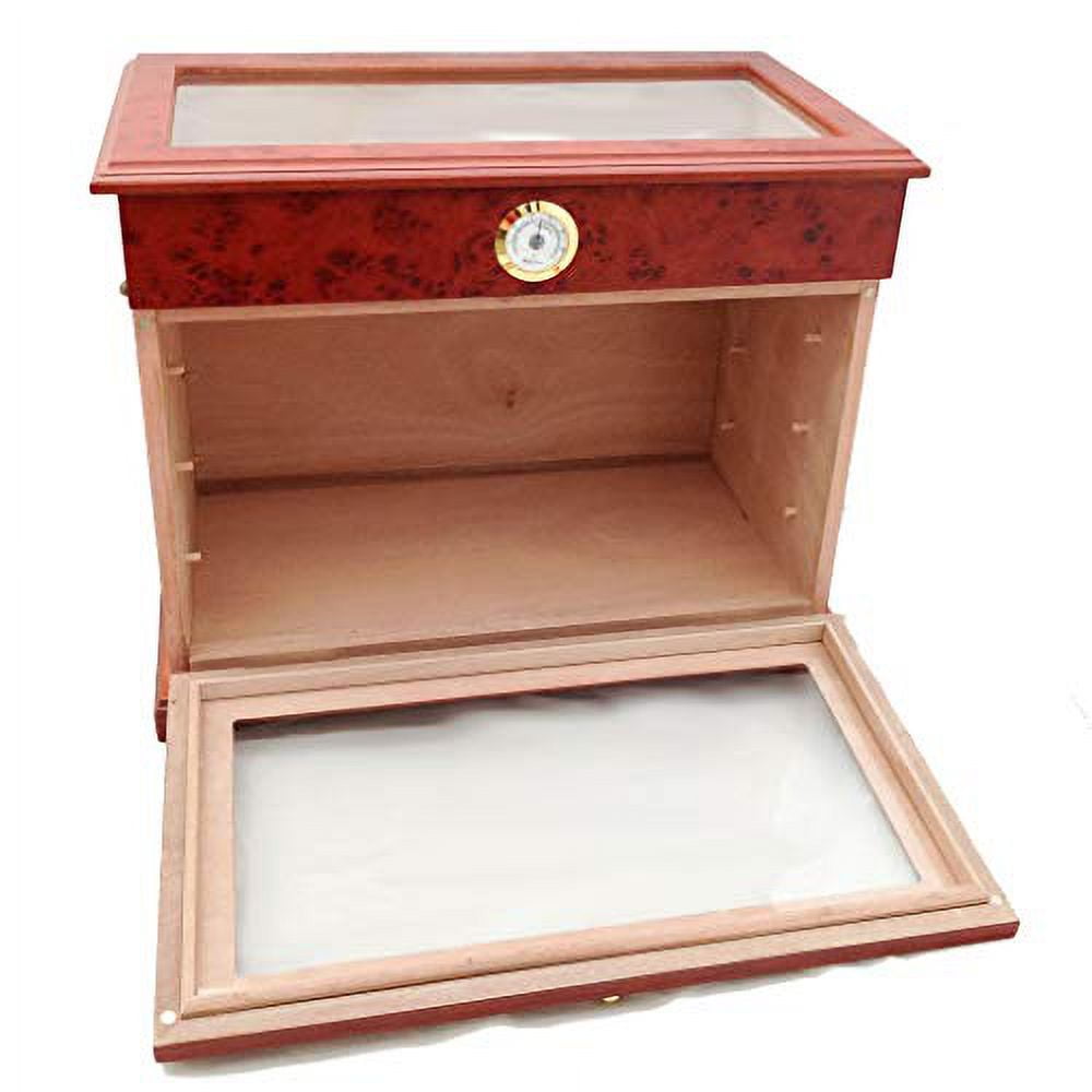 400 ct BURL Wood Cigar Desktop HUMIDOR Cabinet END Table Display CASE ...