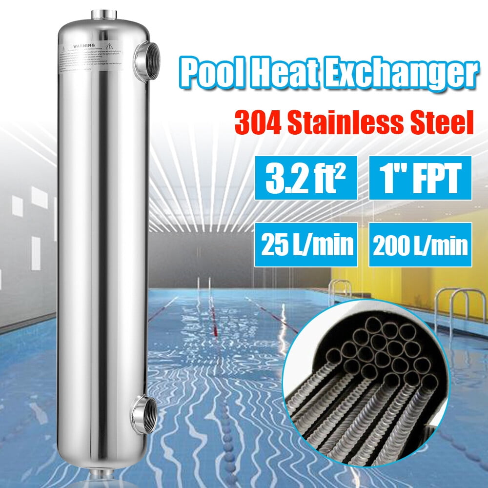 400 kBtu Pool Heat Exchanger 304 Stainless Steel Same Side Ports 1 ...