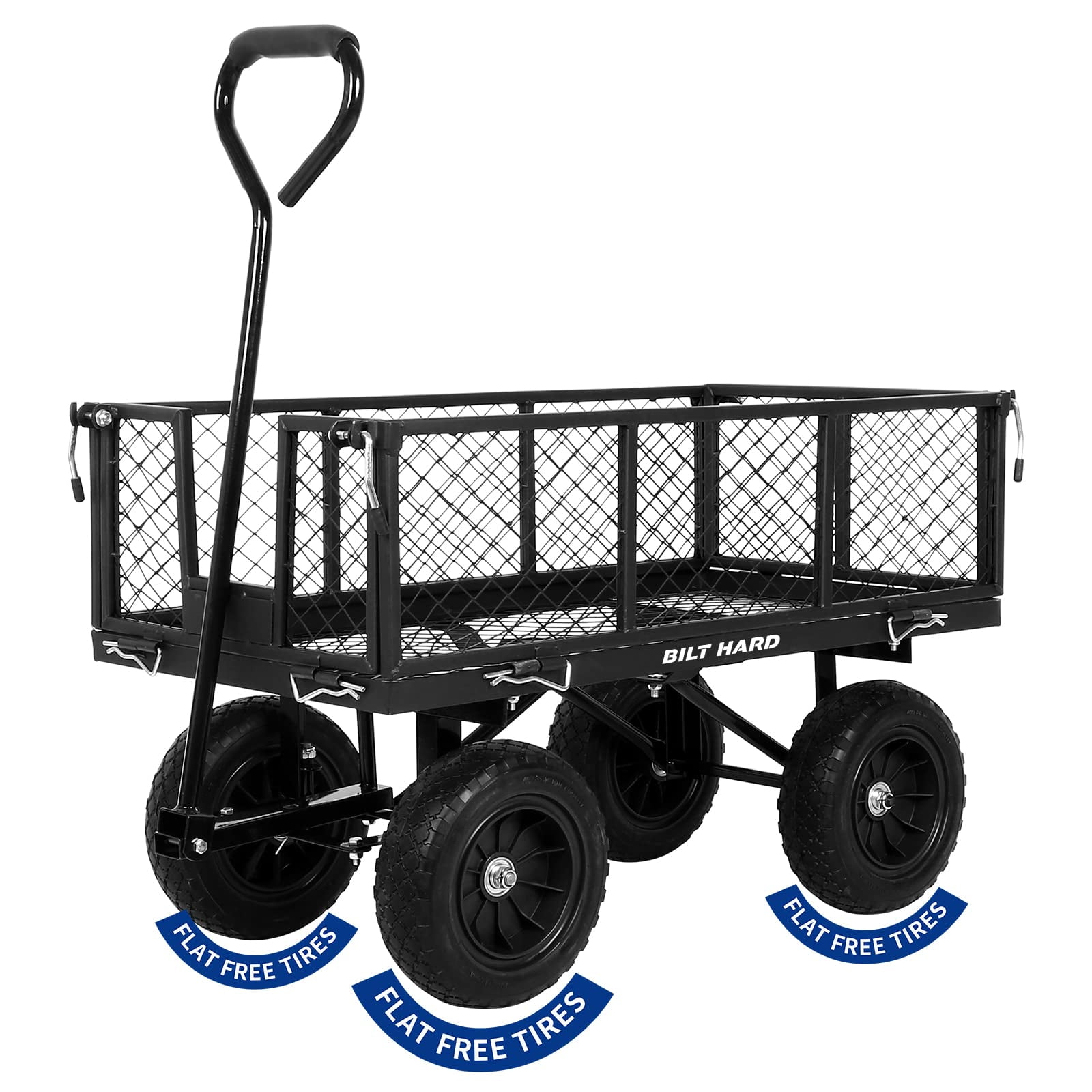 400 lbs 10" Flat Free Tires Steel Garden Cart with 180° Rotating Handle ...