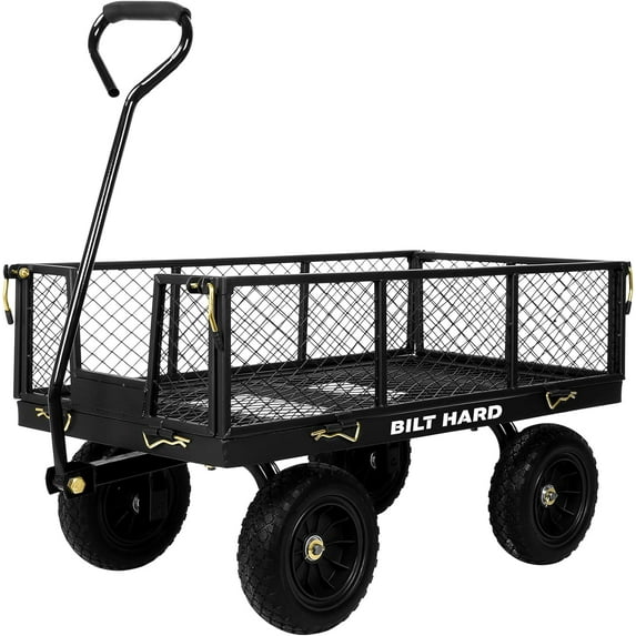 400 lbs 10" Rubber Tires Steel Garden Cart with 180° Rotating Handle ...