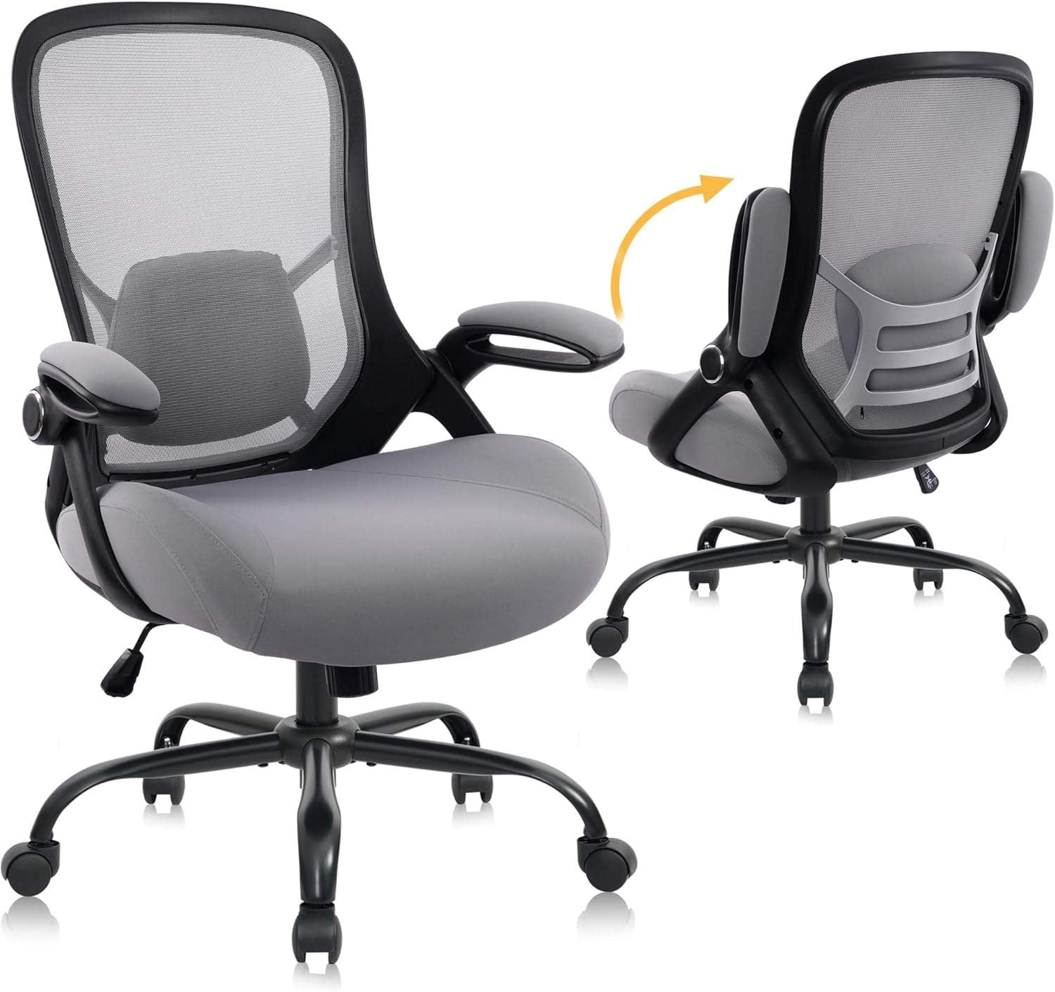 400 lbs Heavy Duty Ergonomic Office Chair with Adjustable Armrests ...