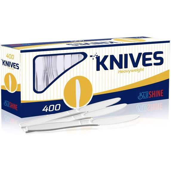 400 pack Extra Heavyweight Disposable White Plastic Knives-Heavy Duty ...