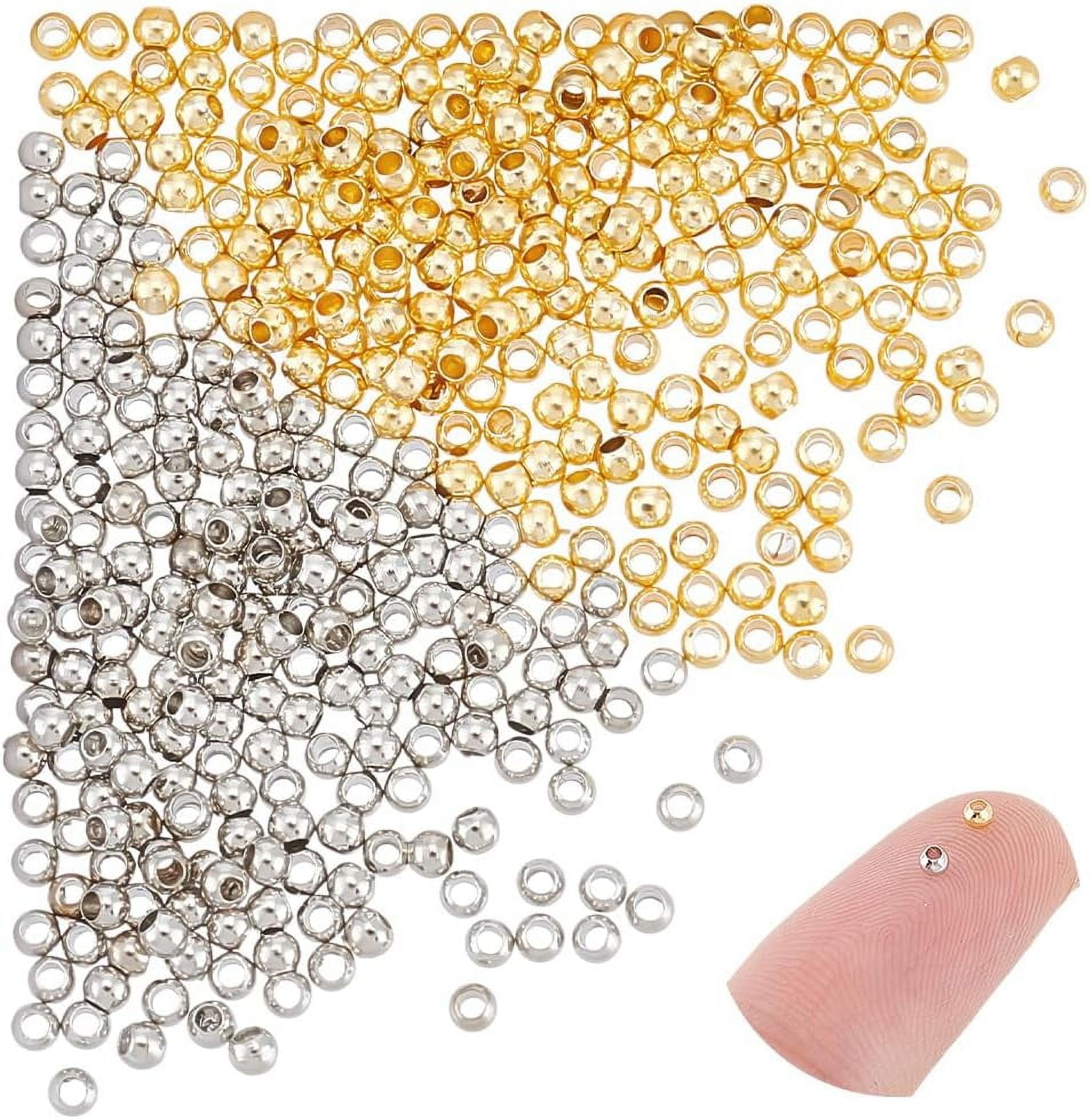 400 pcs 2 Colors Real 18K Gold Plated Spacer Beads 2mm Round Beads ...