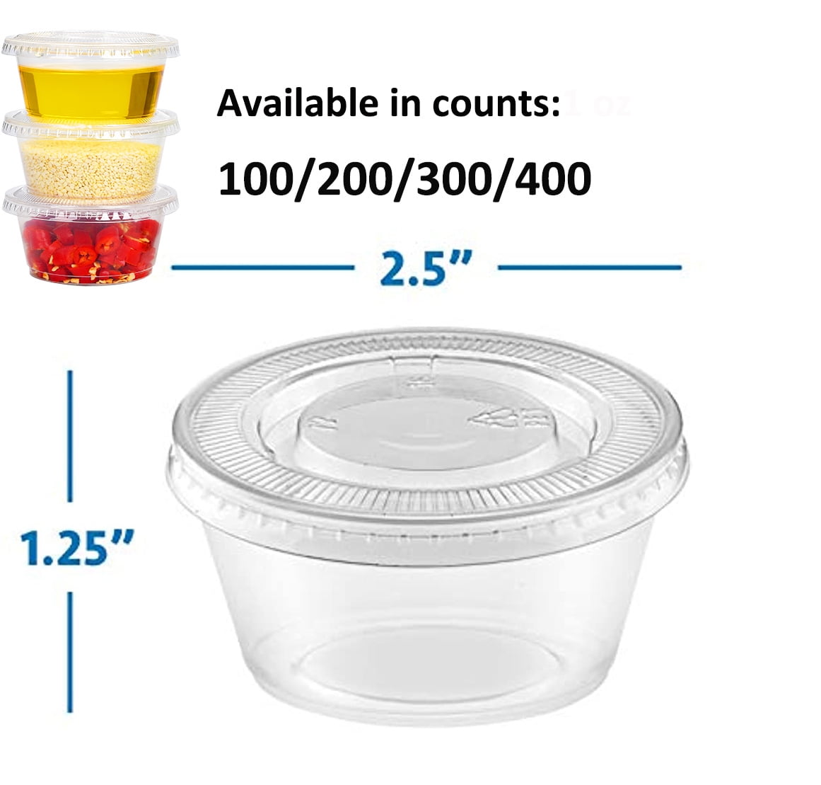 400 sets 2 oz Clear Plastic Jelly Wine Glass Container with Snap ...