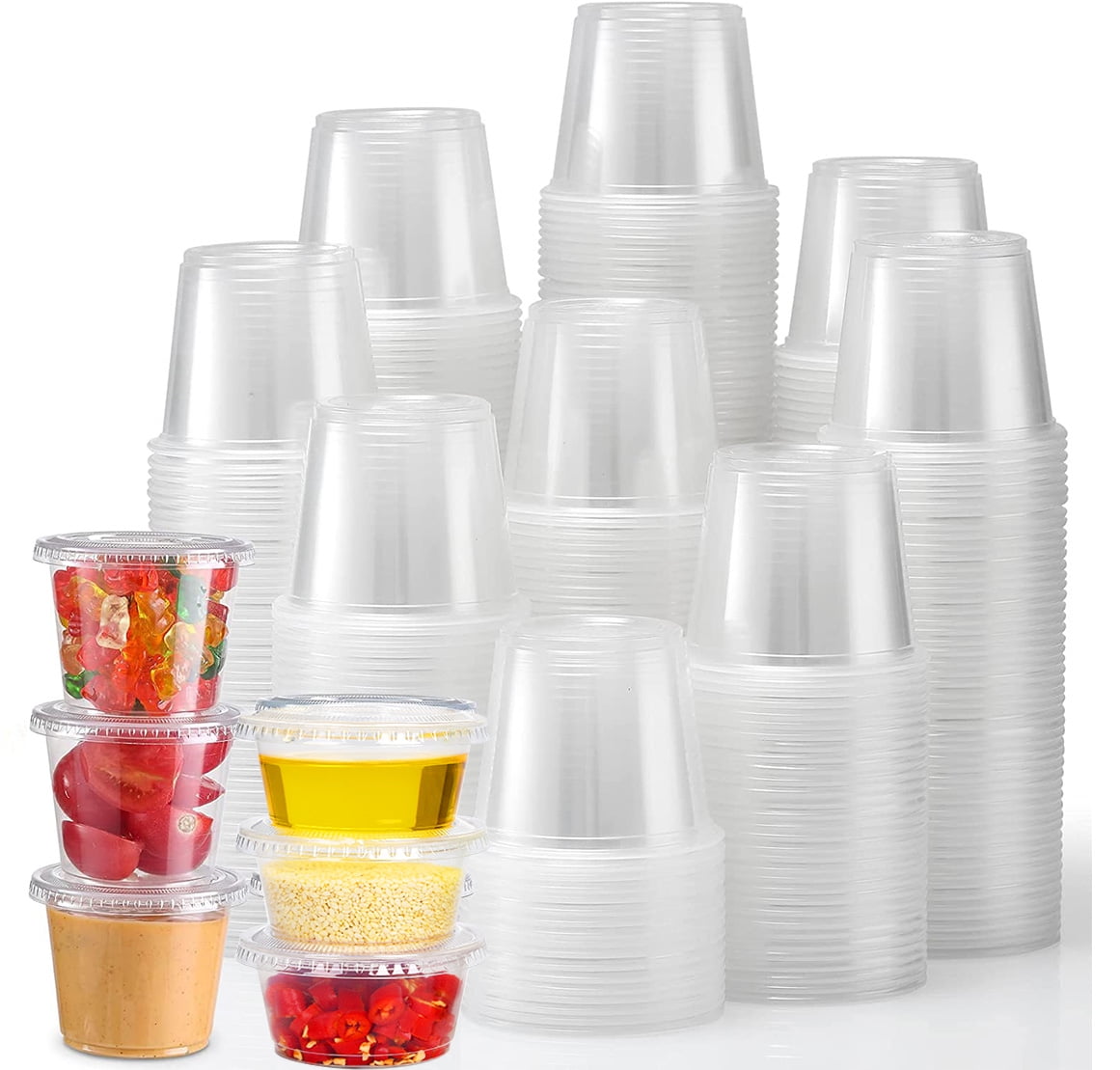400 sets - 2 oz. disposable plastic jelly wine cup with lid, partial ...