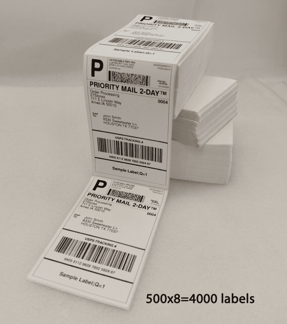 4000 4x6 Fanfold Direct Thermal Shipping Labels for Zebra & Rollo ...