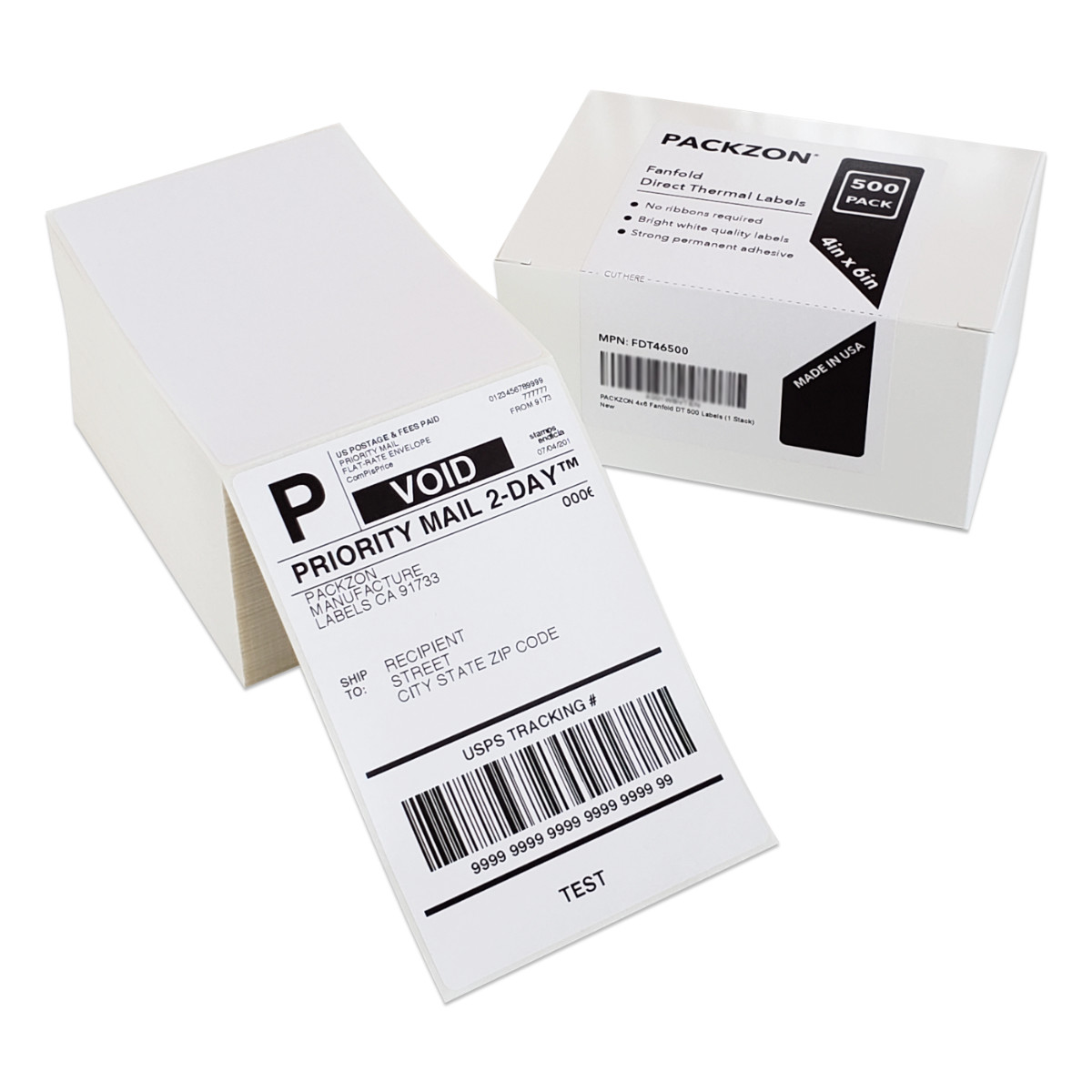 4000 4x6 Fanfold Direct Thermal Shipping Labels for Zebra and Rollo ...