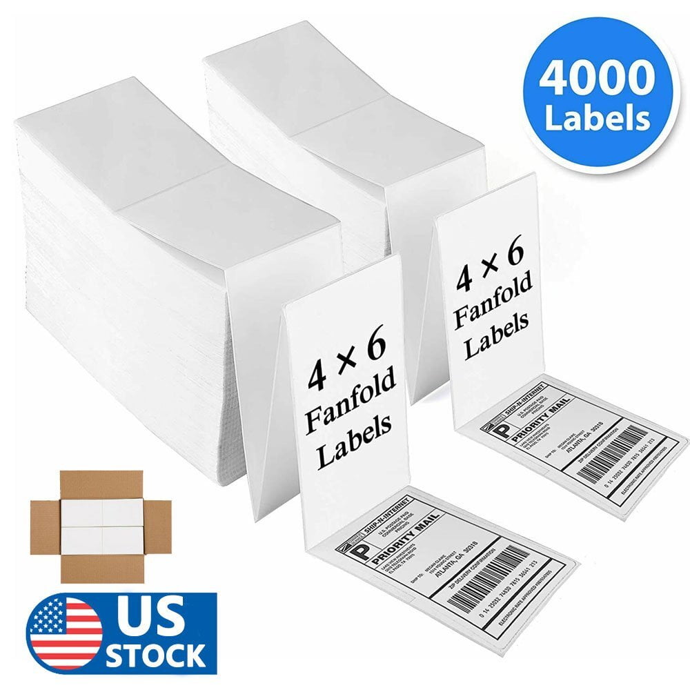 4000 Fanfold 4" x 6" Direct Thermal Labels. Shipping / Barcode Labels ...