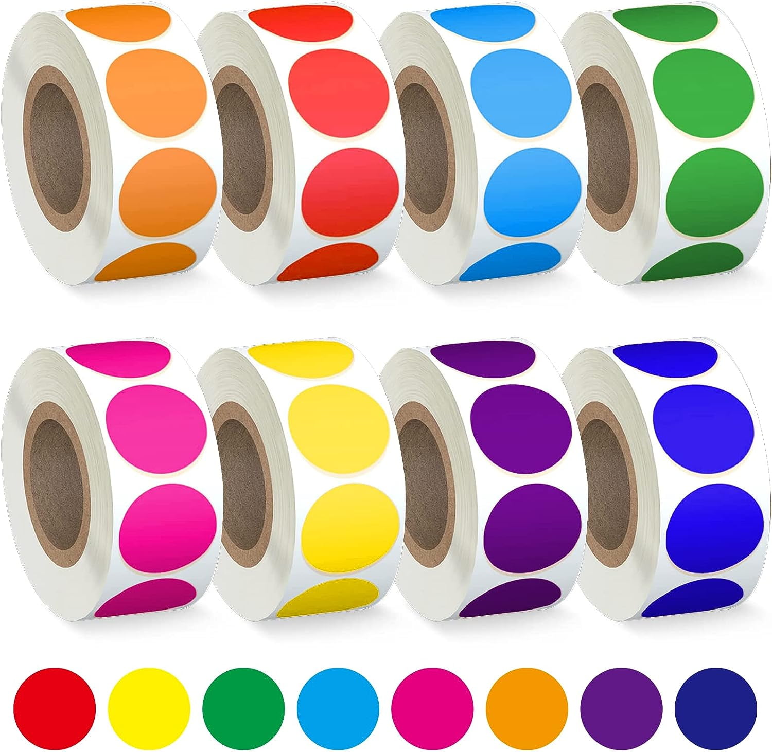 4000 PCS 3/4" Colored Dot Stickers Circle Color Coding Labels, 8 Color Style Colorful Coding ...