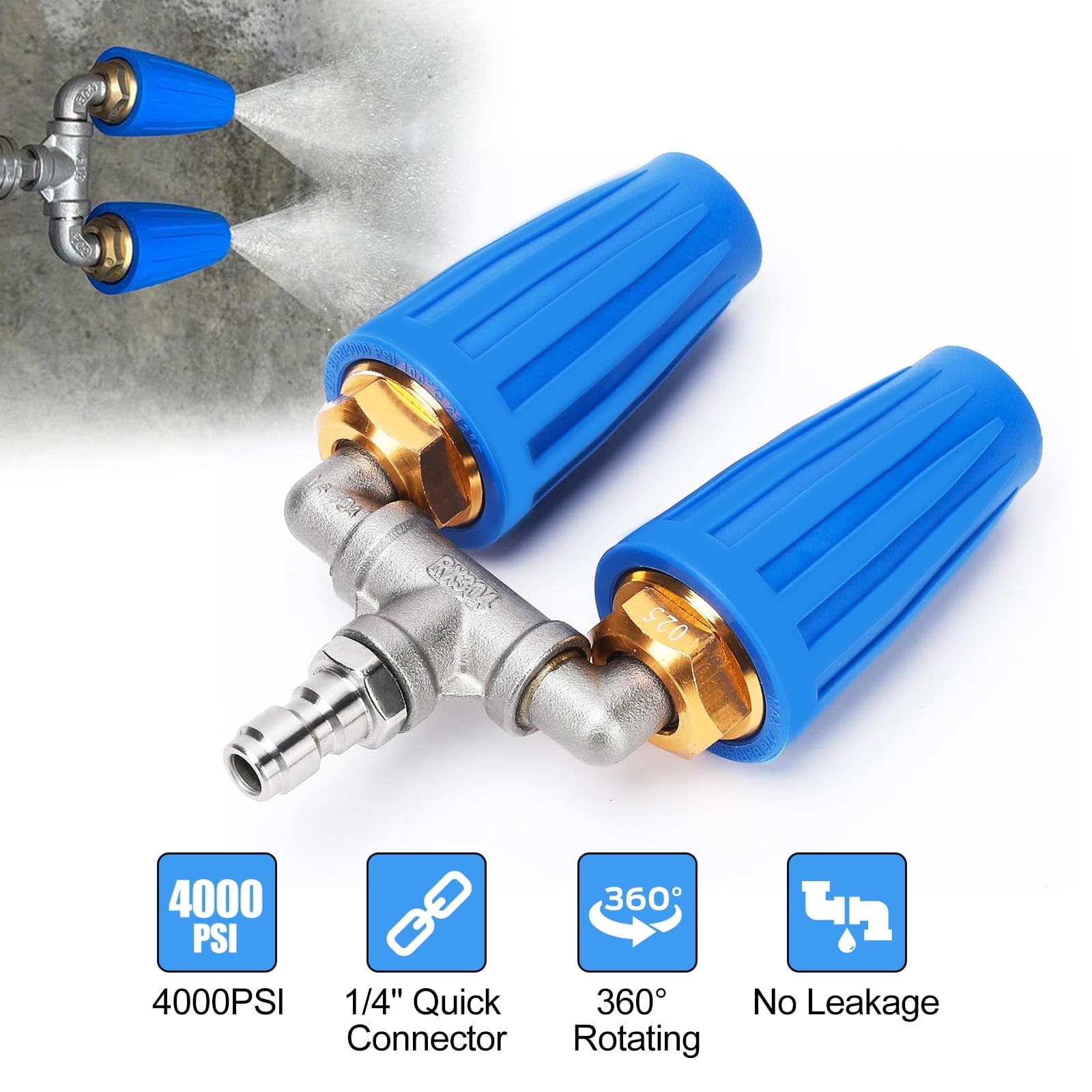4000 PSI Dual Turbo Nozzle, EEEEkit Pressure Washer 4-6 GPM 1/4" Quick ...
