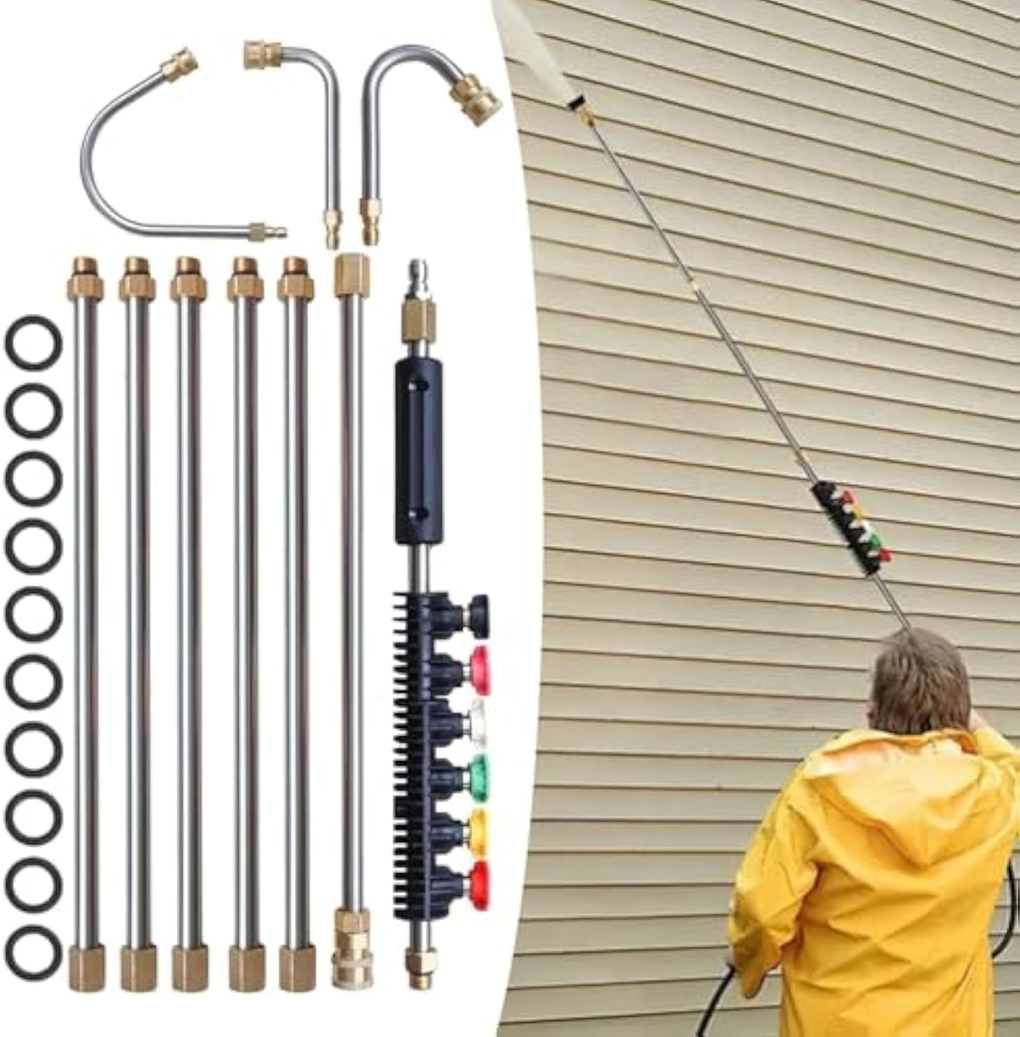 4000 PSI Telescoping High Pressure Washer Wand Set for Gutter & Roof ...