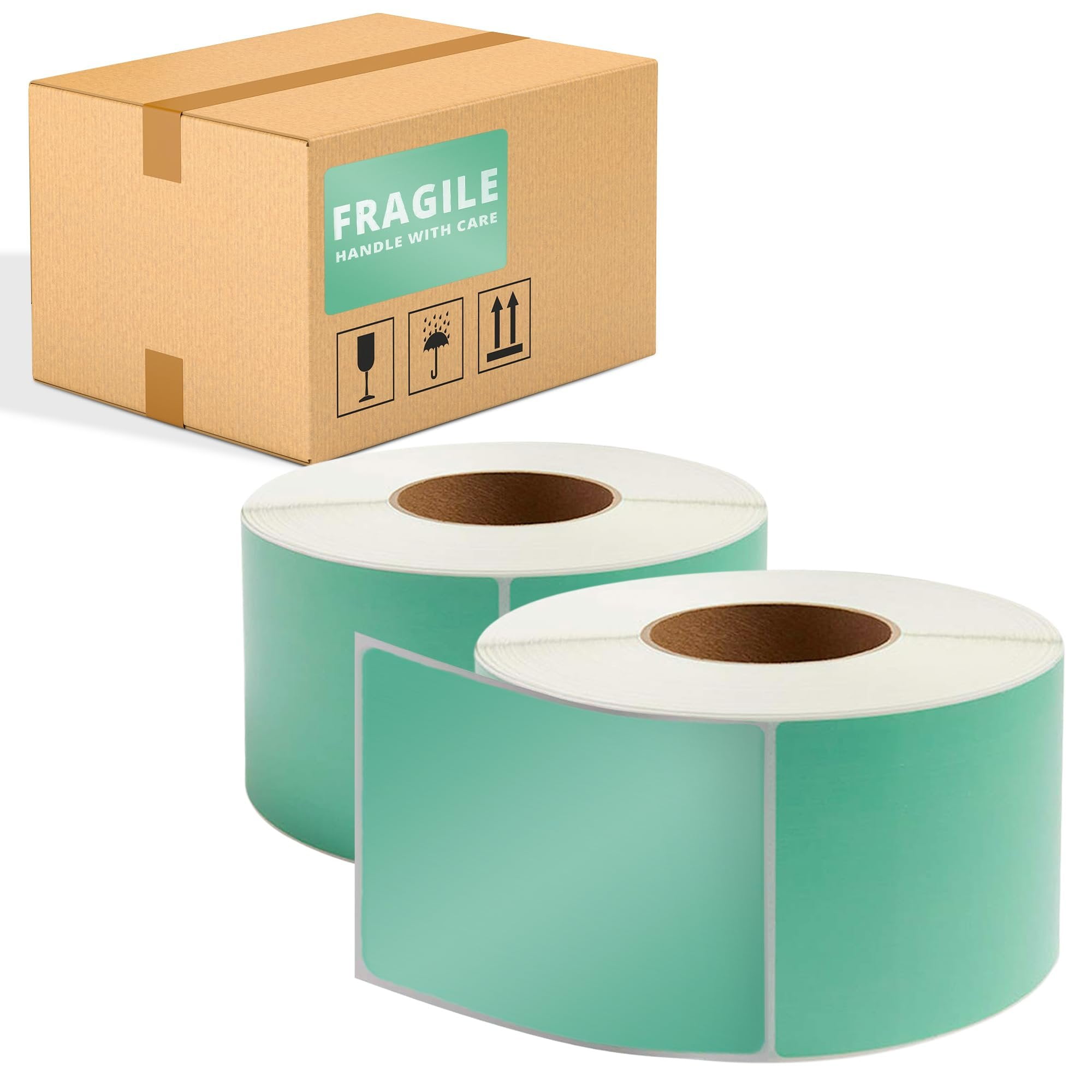 4000 Pack Direct Thermal Labels 4" x 6" Green 3 Core. Self-Adhesive ...