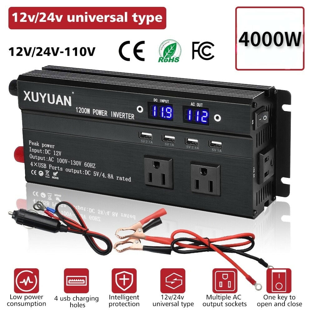4000 Watt Power Inverter, DFITO DC 12V/24V to 110V AC Car Converter W ...