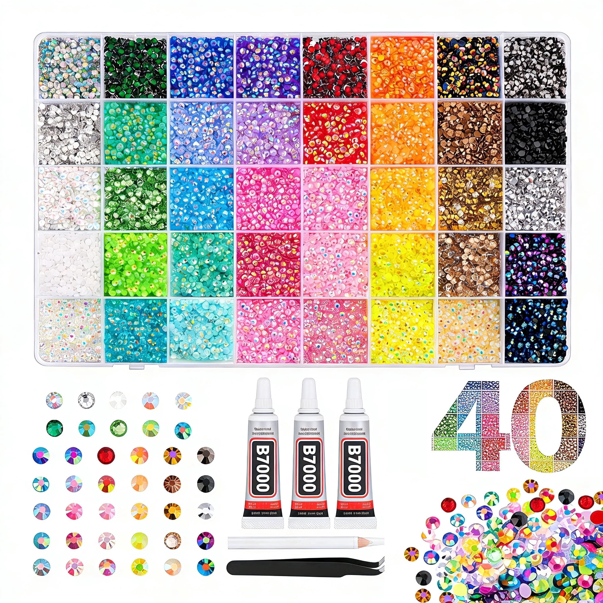40000Pcs 40 Colors Jelly Rhinestones for Bedazzling, 3mm Multicolor ...