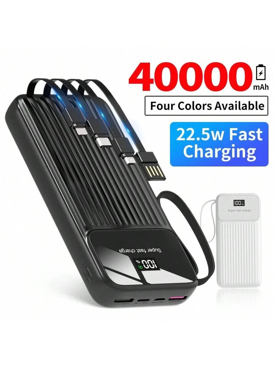 40000mAh Portable Fast Charging Power Bank, 22.5W USB-C, Built-In 4 ...
