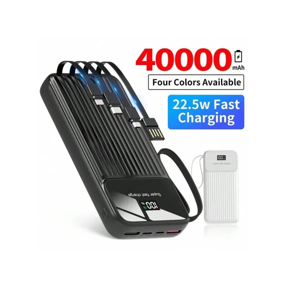 40000mAh Portable Fast Charging Power Bank, 22.5W USB-C, Built-In 4 ...