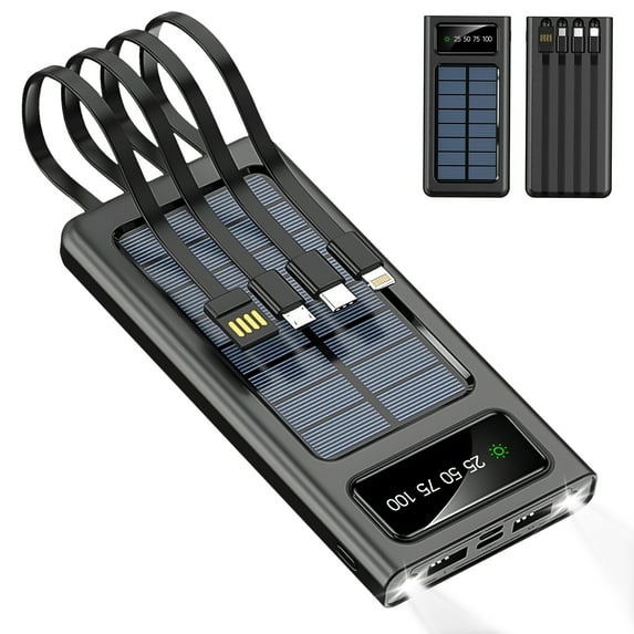 40000mAh Solar Charger Power Bank, 4 USB, Dual 5V2.1A Outputs, Fast Wireless Charger - Walmart.com