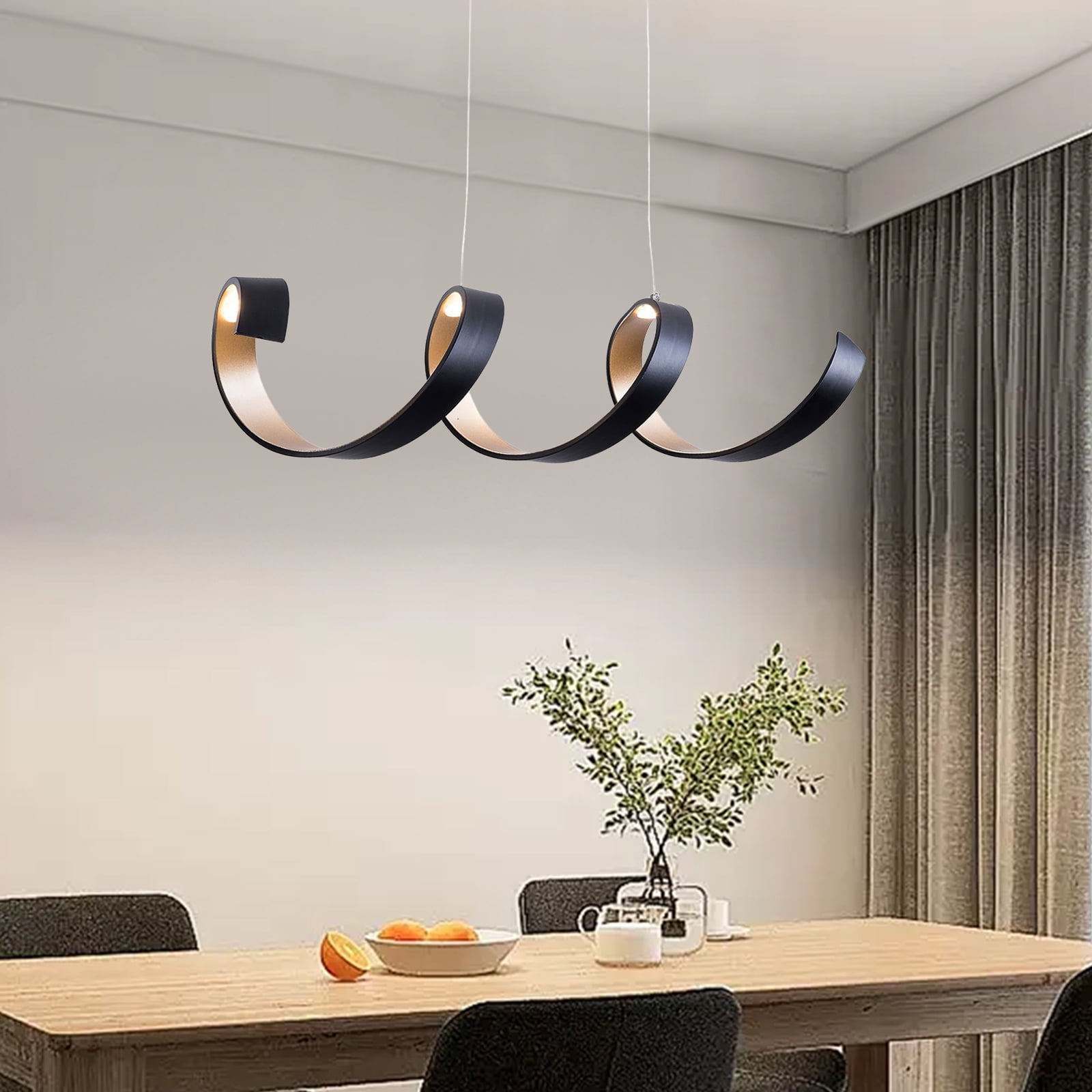 4000K Spiral Island Pendant Dining Room Chandelier Linear COB LED ...