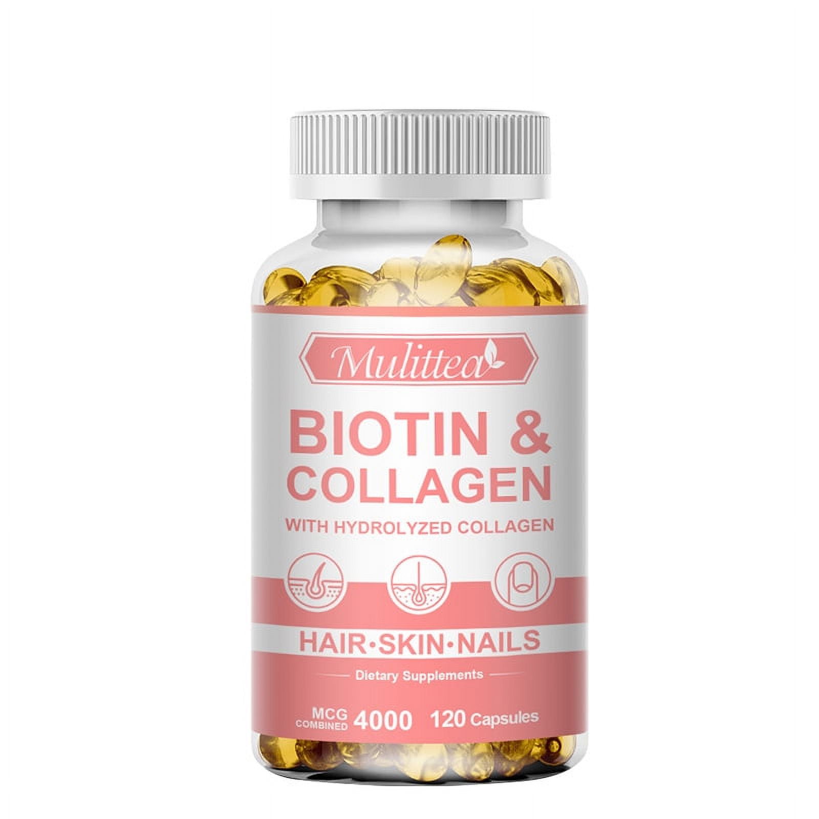 4000MCG Biotin Collagen Capsule - Types I, III, Collagen for Women ...