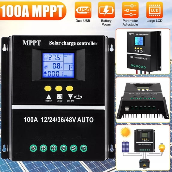 zhongxiazhiyue 4000W 100A MPPT Solar Charge Controller, LCD Display ...