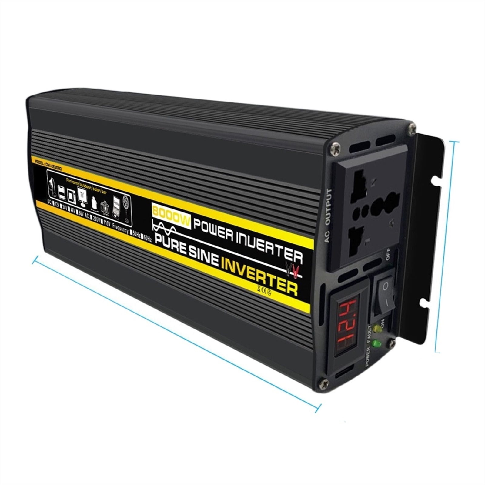 4000W/8000W Pure Sine Wave Inverter 12V/24V 110/220 Portable Power Bank ...