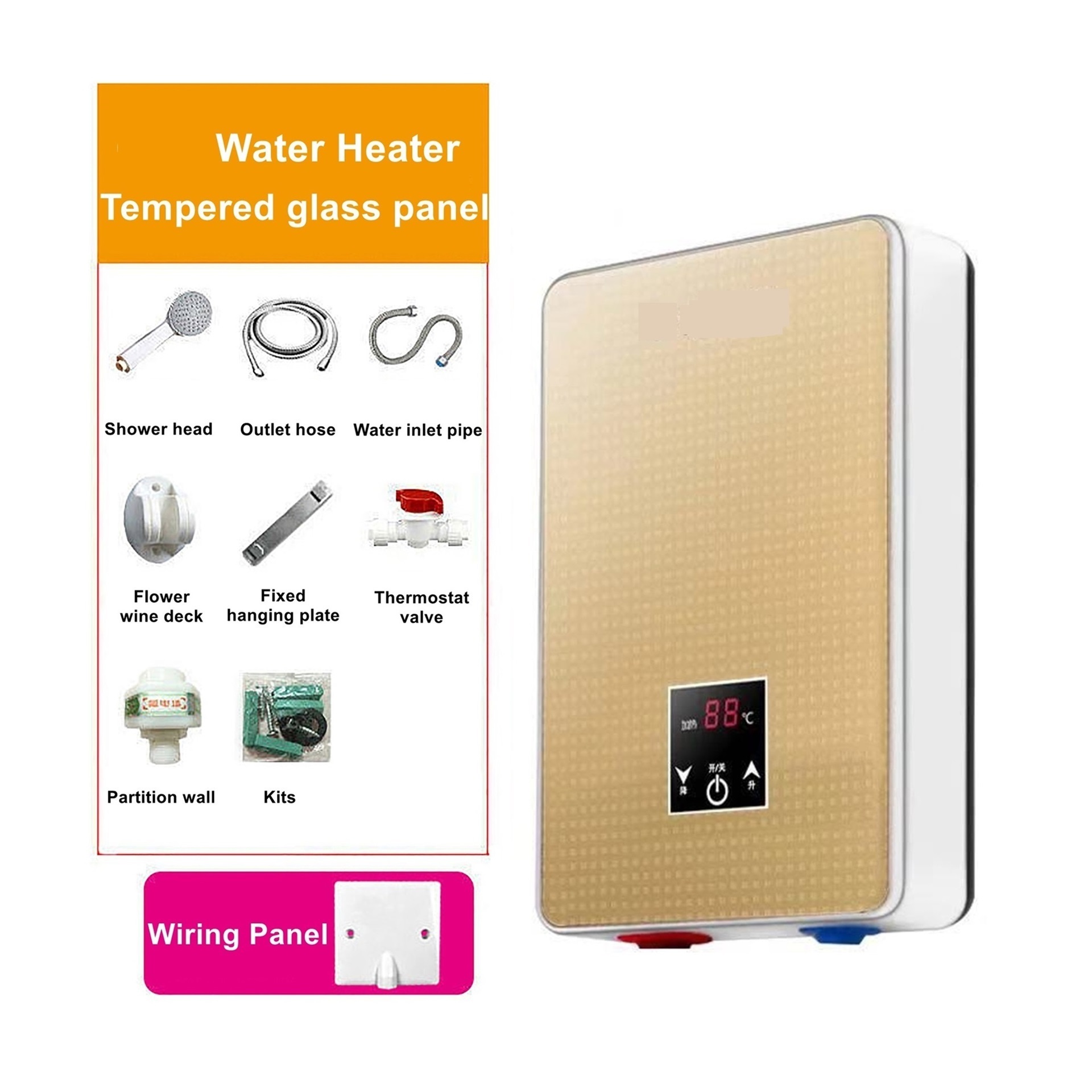4000W Electric Hot Tankless Water Heater Bathroom Kitchen Instant Water ...