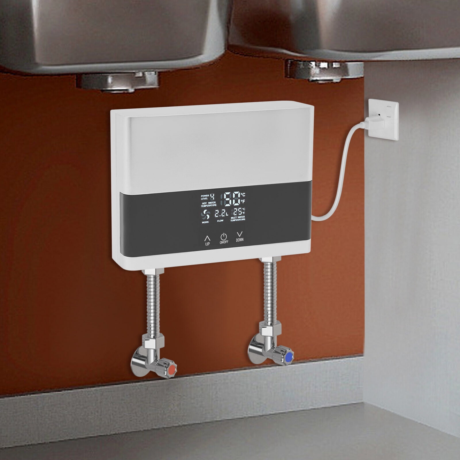 4000W Mini Electric Tankless Water Heater Electric Touch Display Screen ...