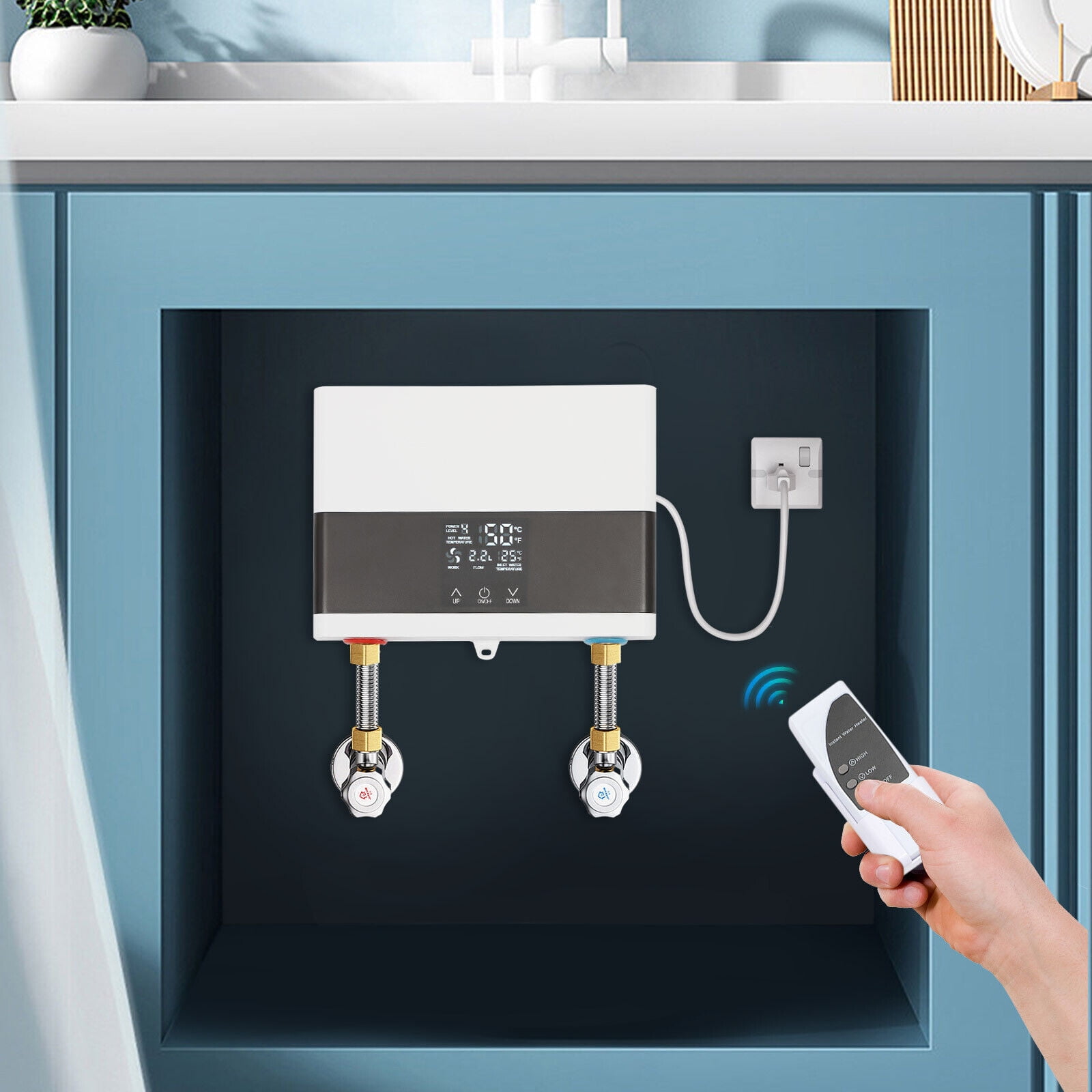 4000W Mini Electric Tankless Water Heater Electric Touch Display Screen ...