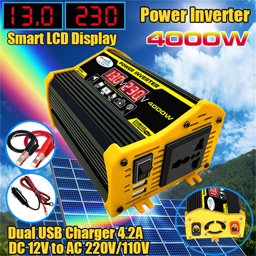 4000W Solar Power Inverter Kit 12V to 220V Converter with LCD Display ...