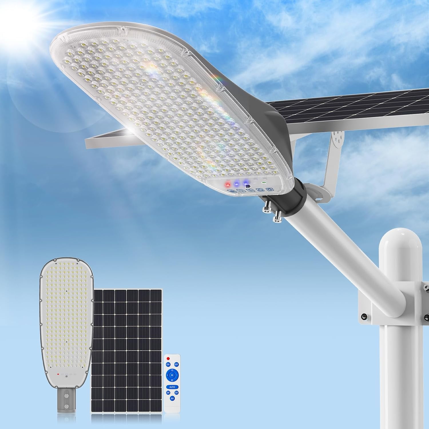 4000W Solar Street Lights Outdoor Commercial Waterproof IP67-400,000LM Motion Sensor LED ...