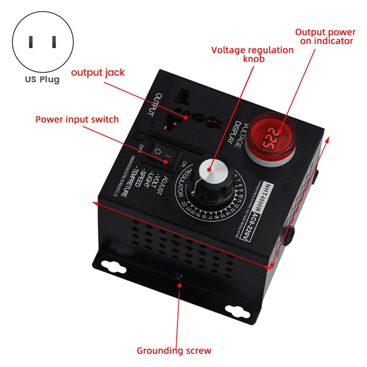 4000W Voltage Regulator Portable Speed Adjustable Voltage Regulator ...
