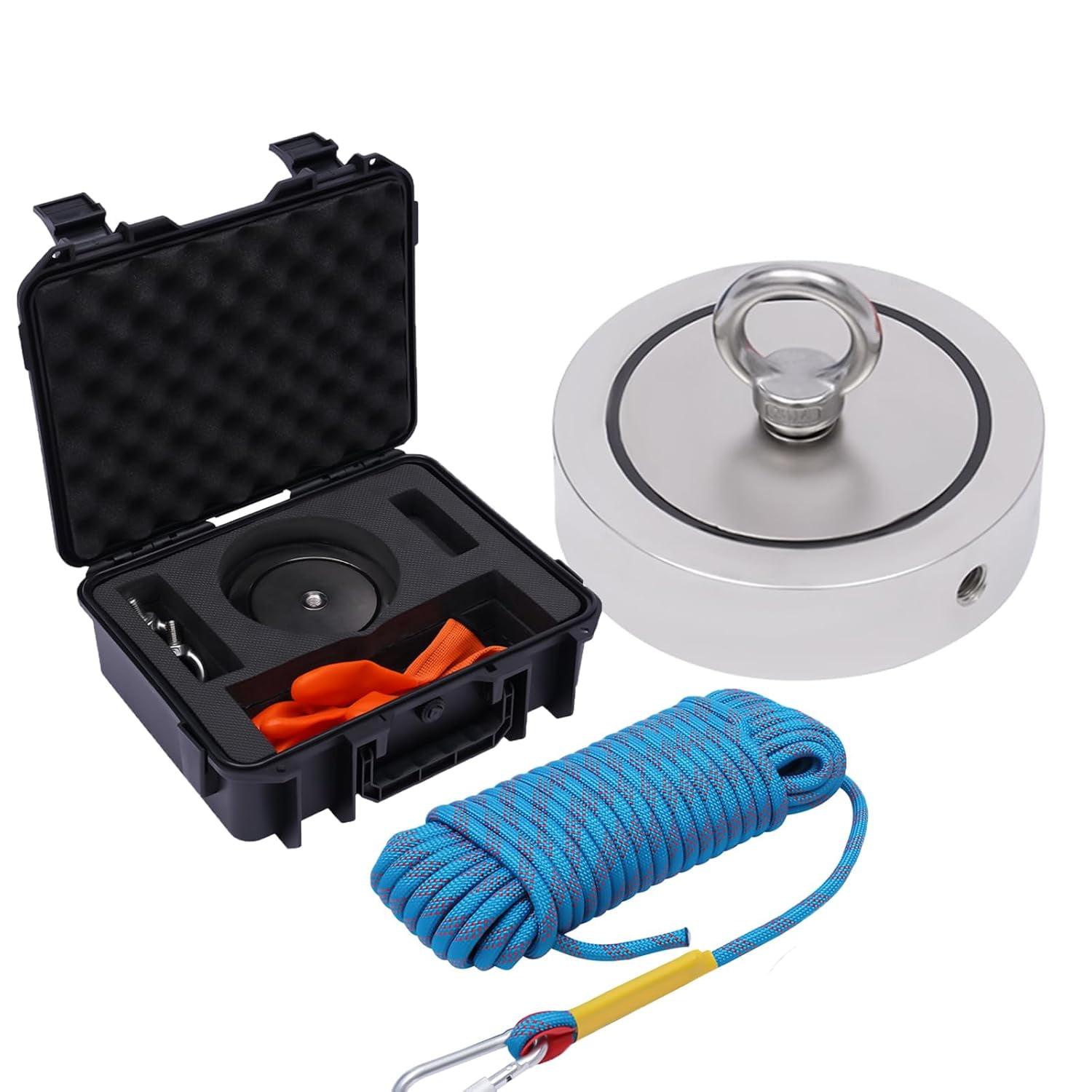 4000lb Kit Deluxe Double Sided Fishing Magnet, Magnetic Fishing Kit ...