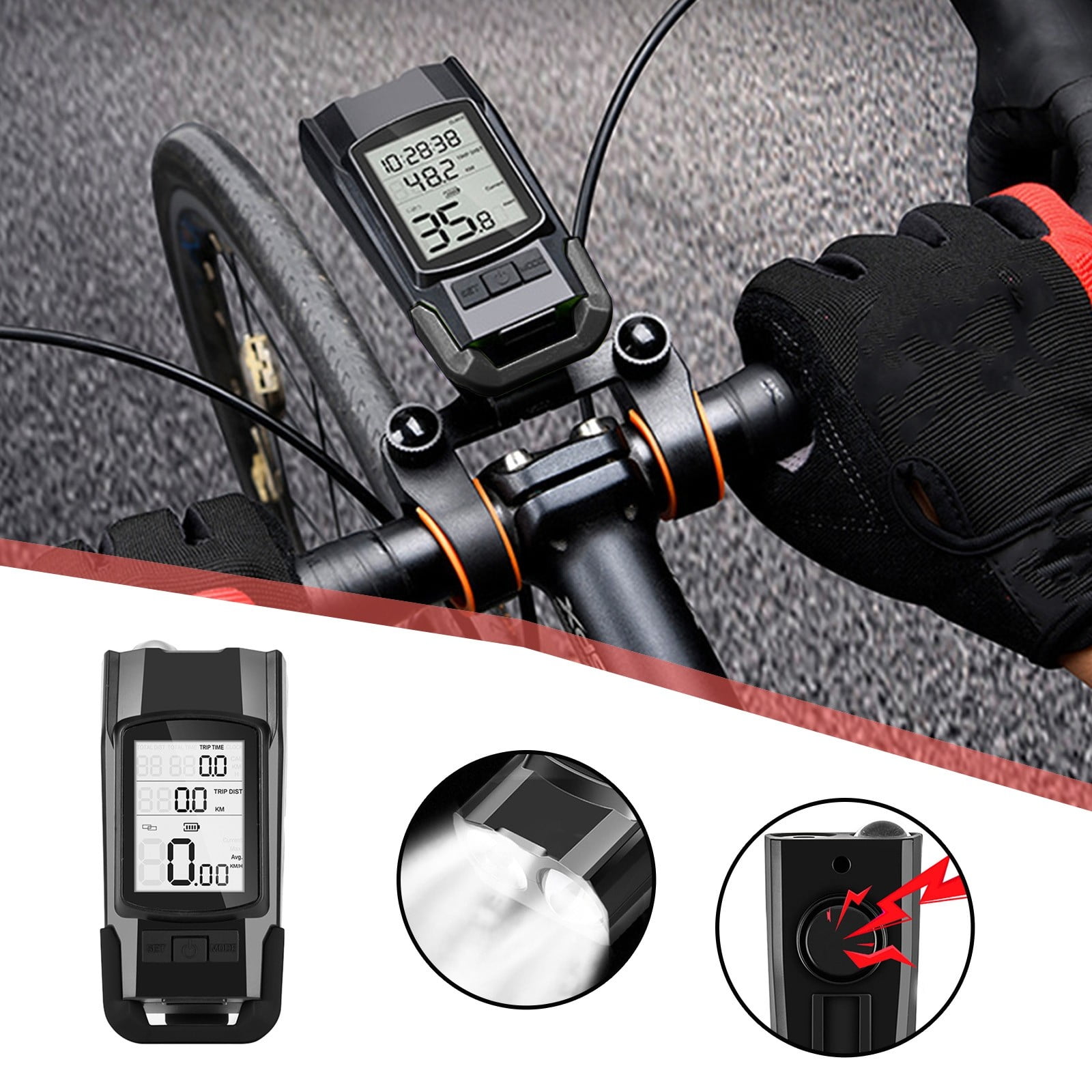 4000mAh Bicycle Front Light Set USB Rechargeable Headlight with ...