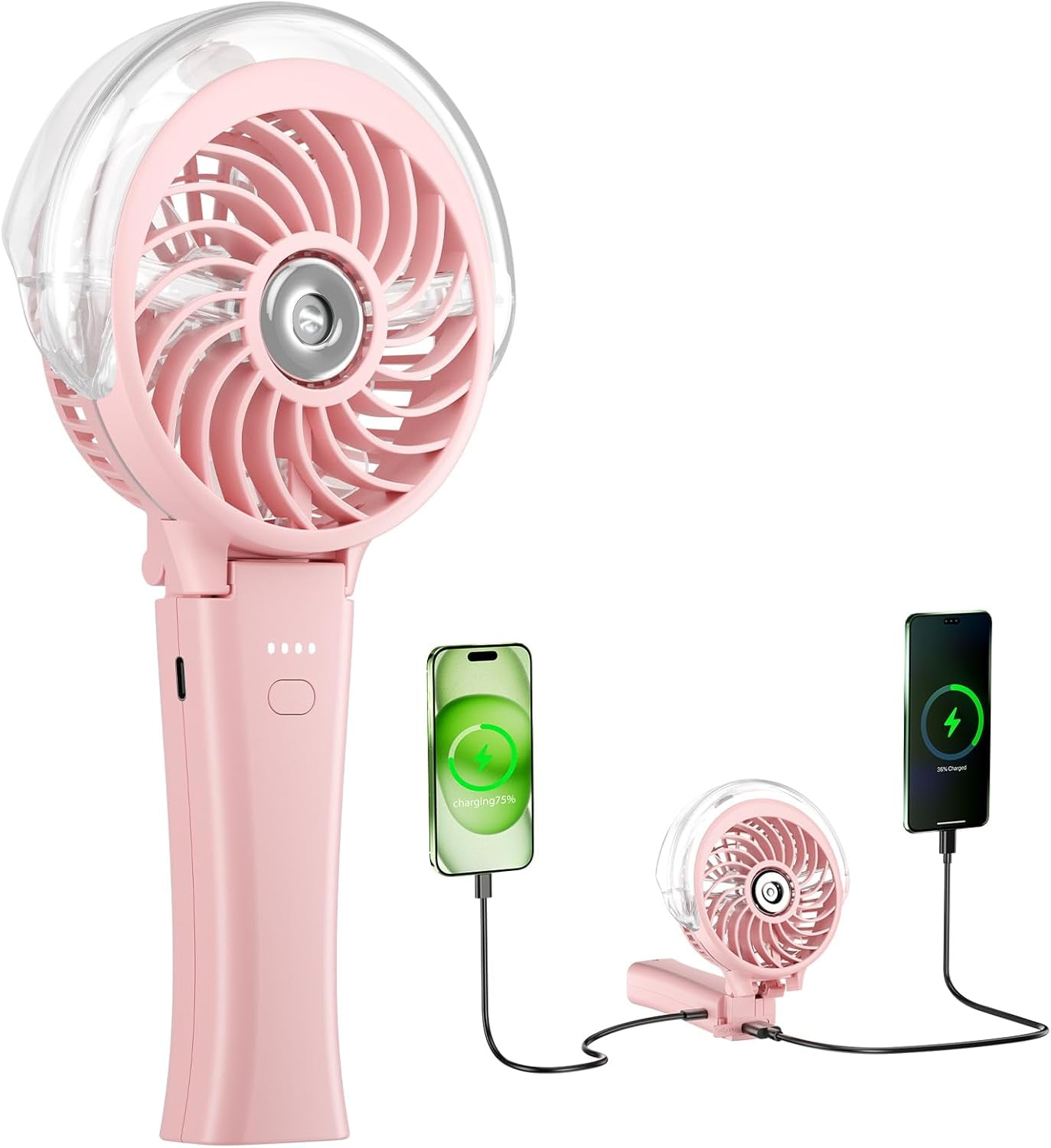 4000mAh Handheld Misting Fan, 50ml Water Tank, Rechargeable Personal ...