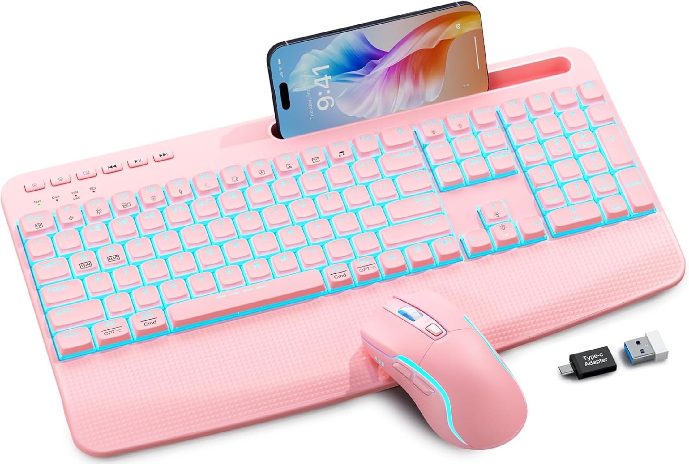 4000mAh Rechargeable Backlit Quiet Keyboards mice set, USB Ergonomic ...