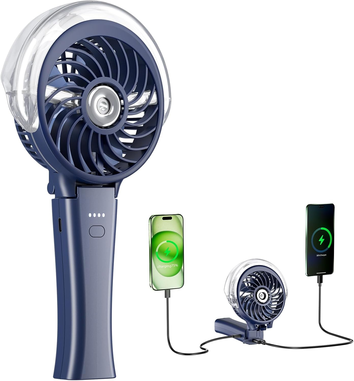 4000mAh Upgraded Handheld Misting Fan, 50ml Water Tank, Rechargeable ...