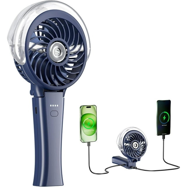 4000mAh Upgraded Handheld Misting Fan, 50ml Water Tank, Rechargeable ...