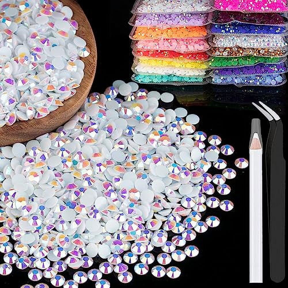 4000pcs 4mm Resin Rhinestones Bulk, White AB Flatback Round Jelly ...