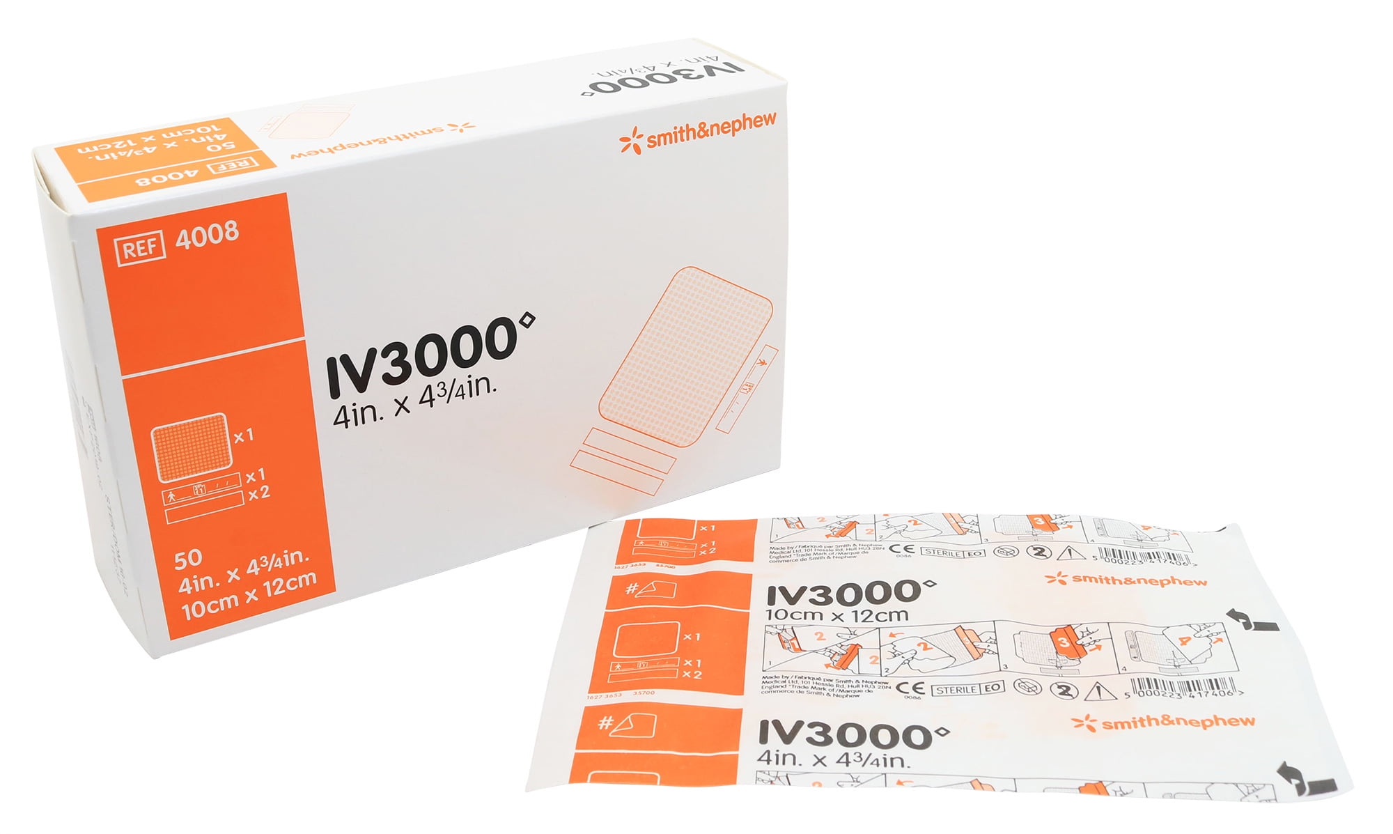 4008 IV3000 1-Hand Dressing 4" x 4-3/4" - Box of 50 - Walmart.com