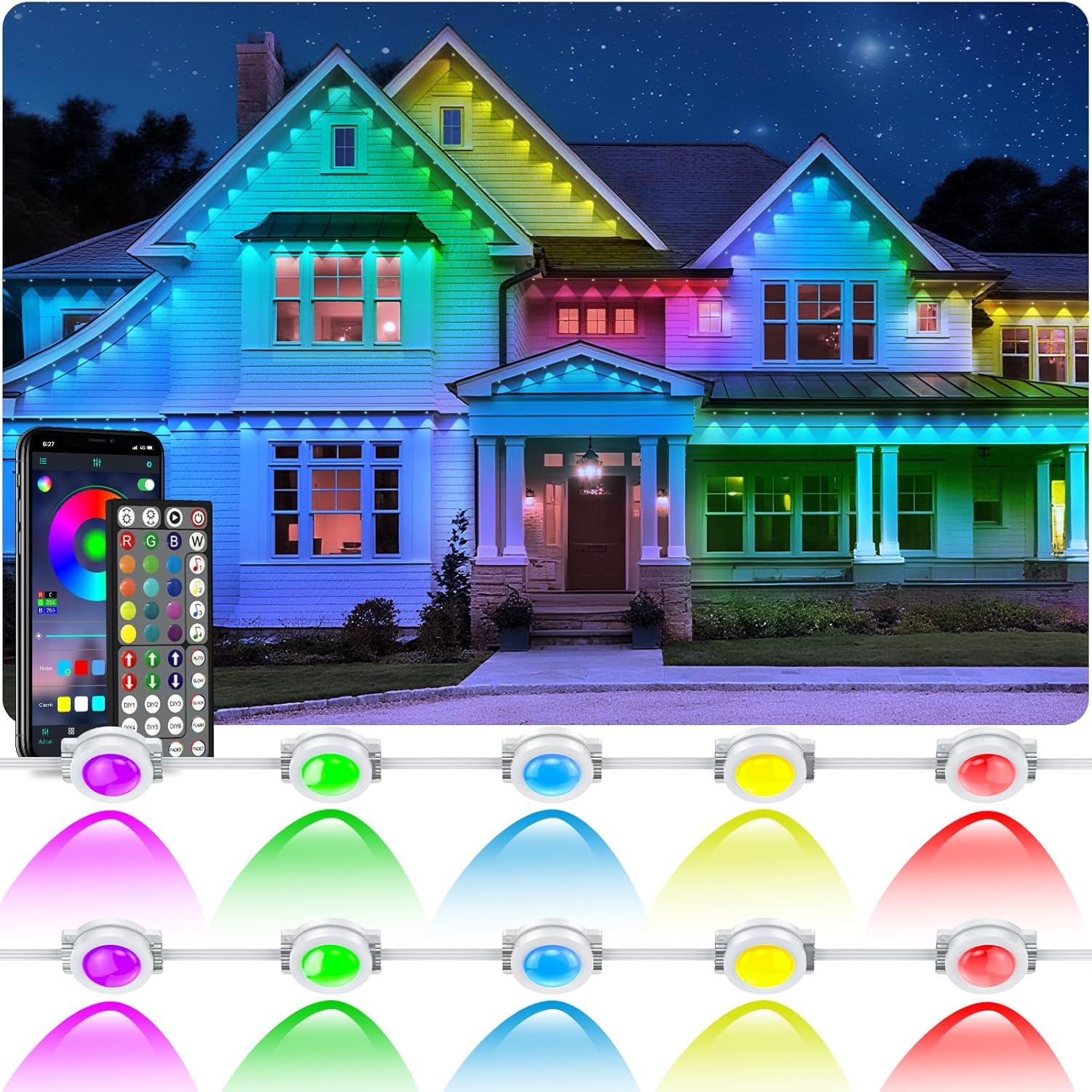 400FT Permanent Outdoor Lights, Eaves Lights with App Control Remote ...