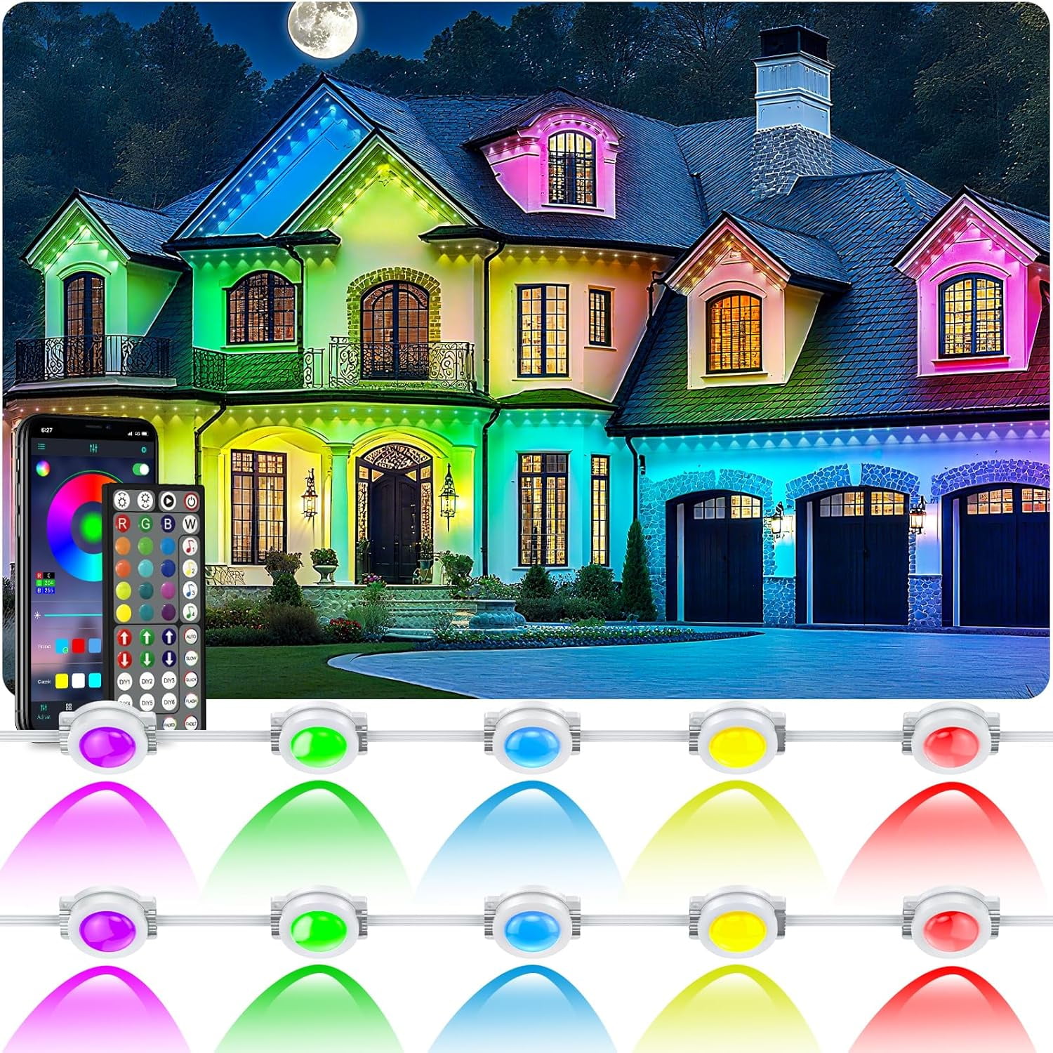 400Ft Permanent Outdoor Lights for House Waterproof, IP67 LED Eave ...