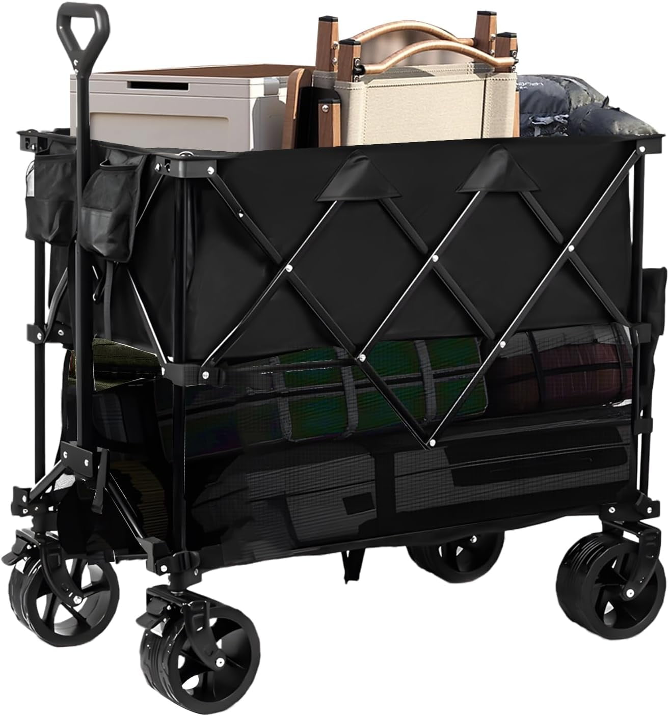 400L Foldable Double Decker Wagon with Brakes - Extra Long Extender ...