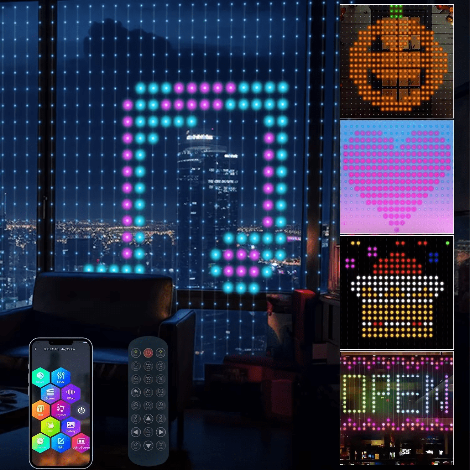 400LEDs Smart Curtain Lights Bluetooth App LED String RGB Fairy Lights ...