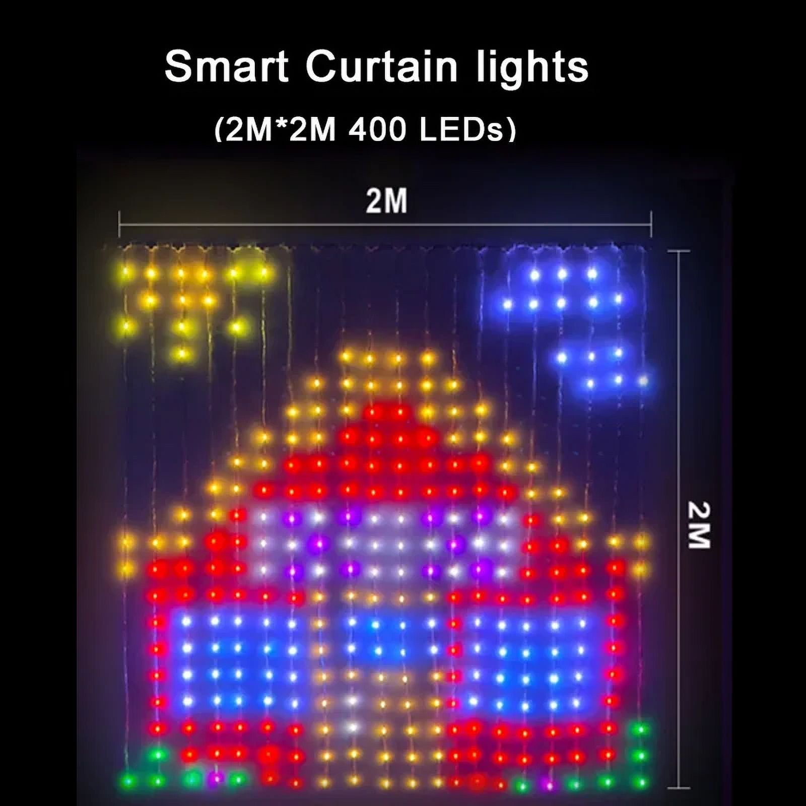 400LEDs Smart Curtain Lights Bluetooth App LED String RGB Fairy Lights ...
