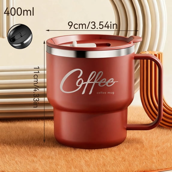 400ML Double Layer Coffee Mug 304 Stainless Steel Sealed Drinking Cup ...