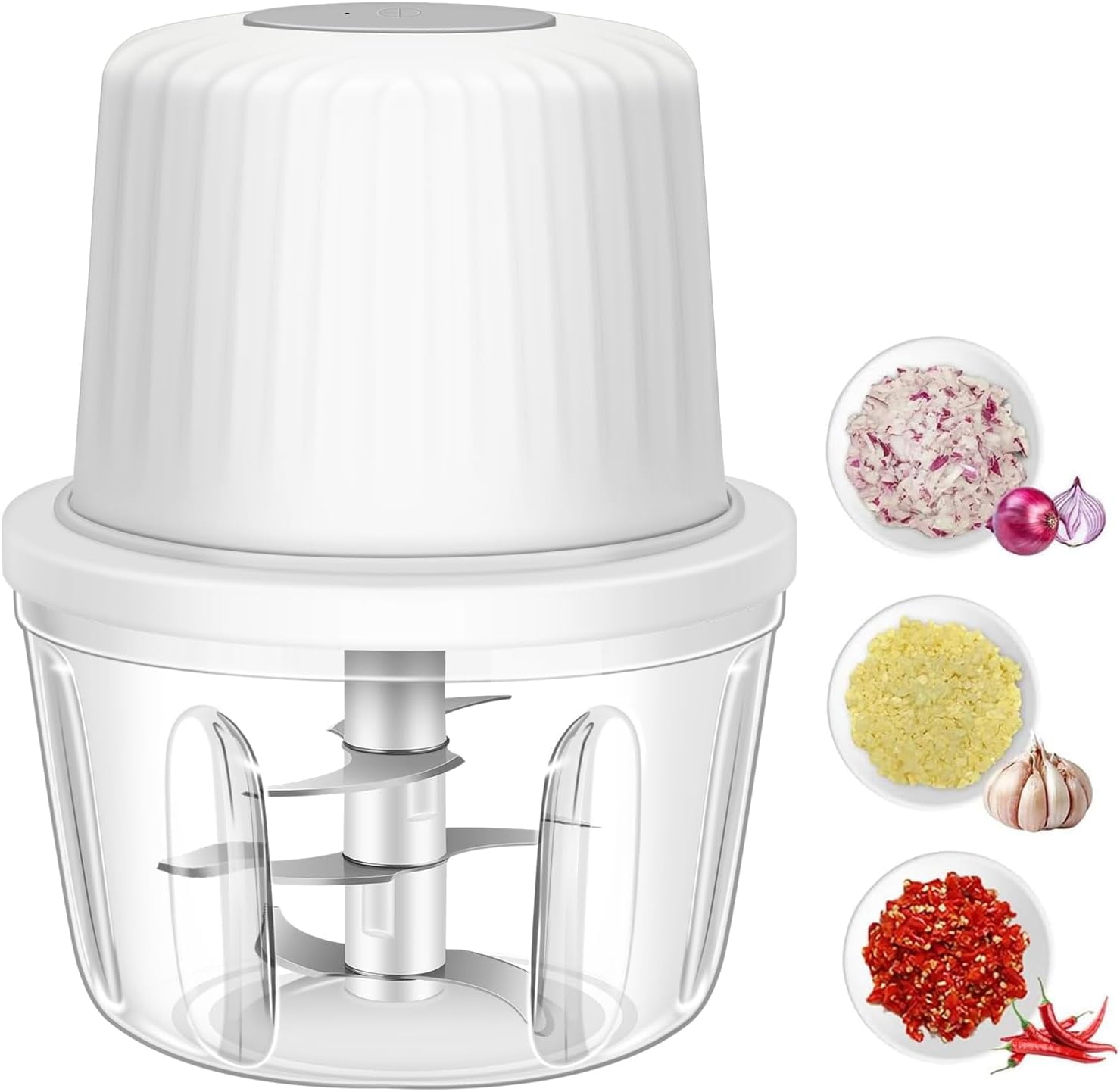 400ML Electric Garlic Chopper, 6 Blades Garlic Grinder Mini Vegetable ...
