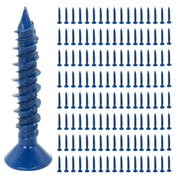 400PCS 3/16 X 1-1/4In Blue Flat Concrete Diamond Point Screw Anchor for ...